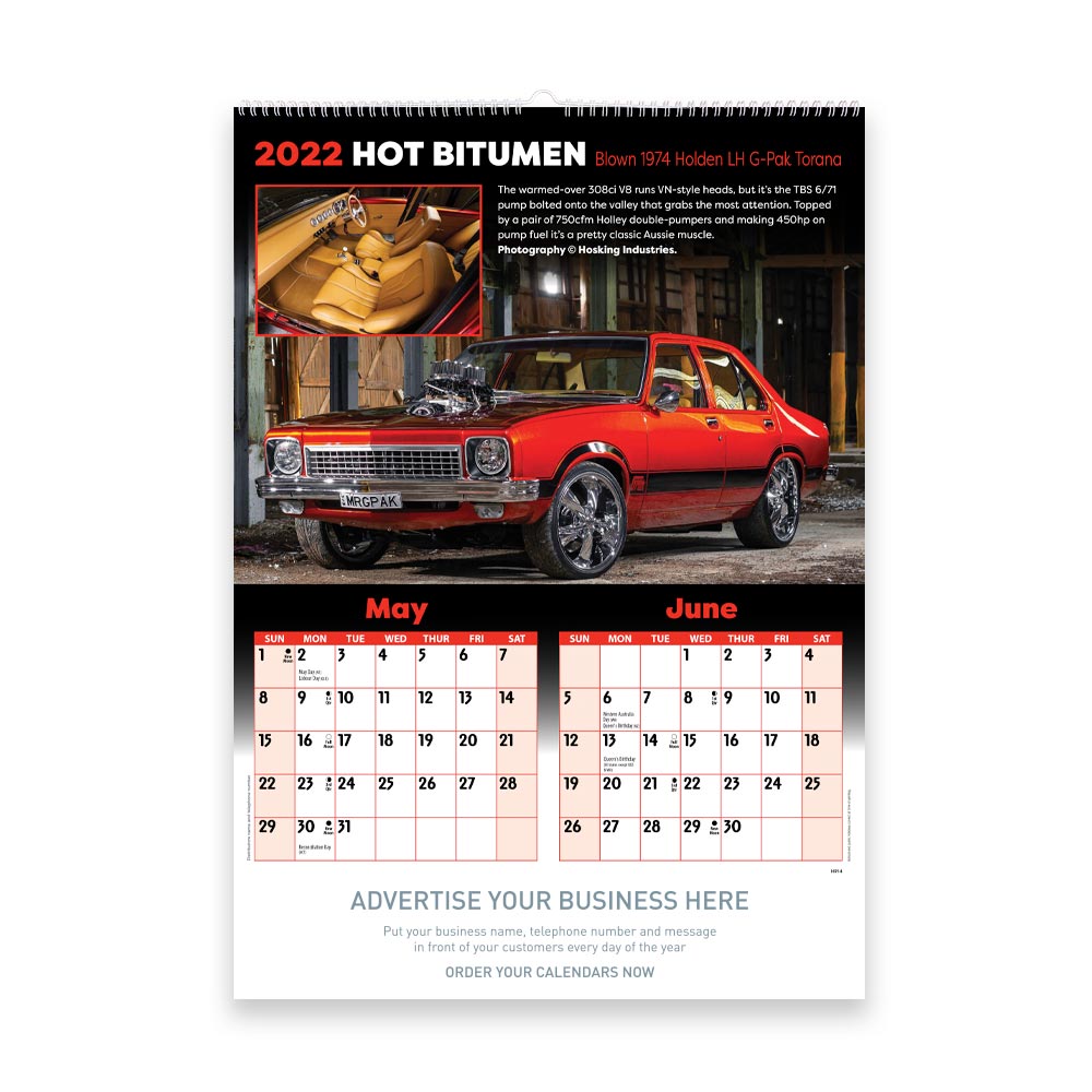 Hot Bitumen Wall Calendar - Southern Cross Calendars